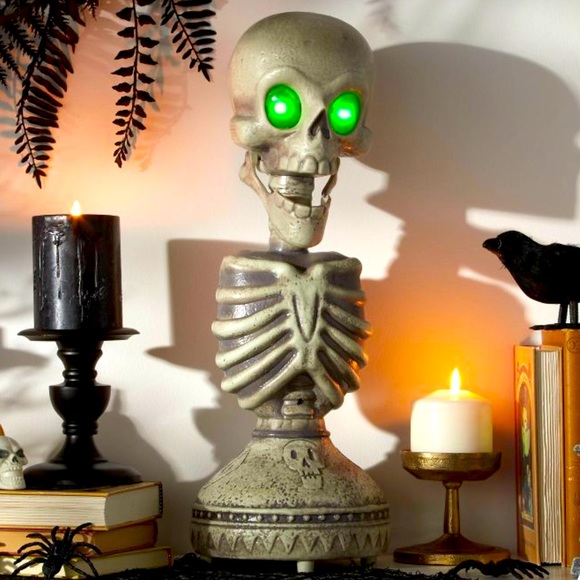 Hyde & Eek Boutique | Holiday | Animated Light Up Talking Skeleton Bust ...